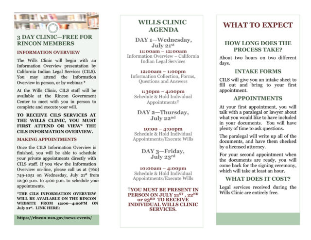 Wills Clinic – The Rincon Band of Luiseño Indians