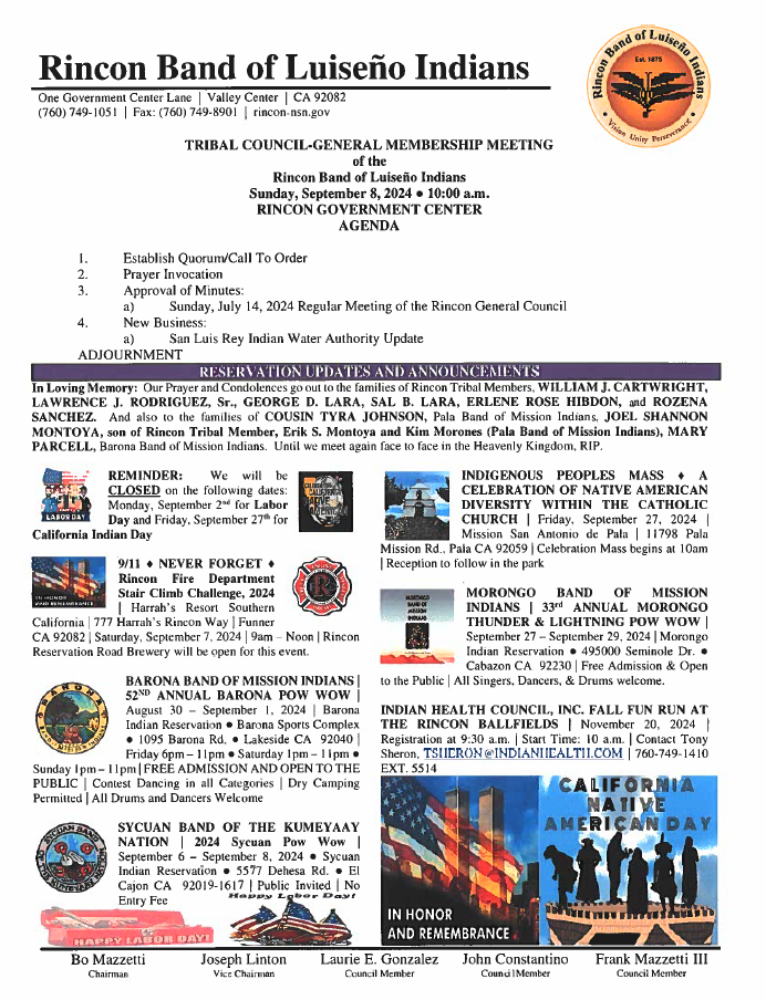General membership Meeting Agenda 9-8-24 – The Rincon Band of Luiseño ...