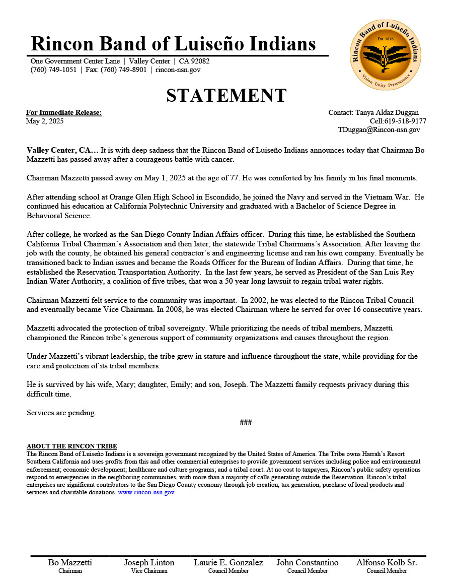 News/Events – The Rincon Band of Luiseño Indians
